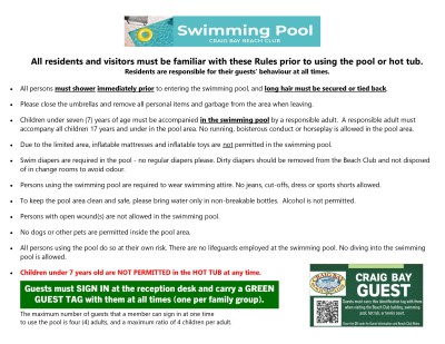 Pool Schedule – Craig Bay
